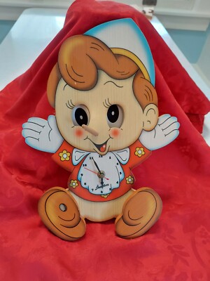 NICE VINTAGE PINOCCHIO NOVELTY WALL CLOCK WORKS WELL BY BARTOLUCCI NO ...