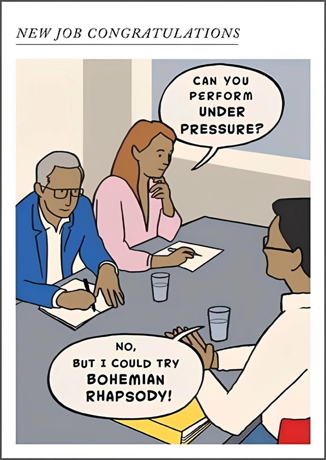 Funny Perform Under Pressure New Job Card – Queen Congratulations ...