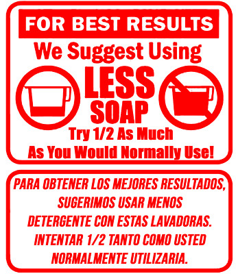 'Using Less Soap' Laundromat Overlay Self-Adhesive Red Sticker FREE ...