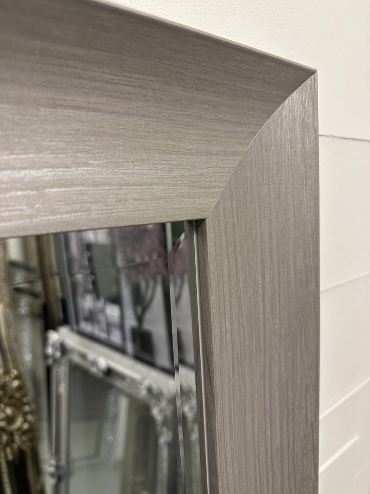 Grey Silver Shimmer Contemporary Mirror Bevelled Glass Sleek Design ...