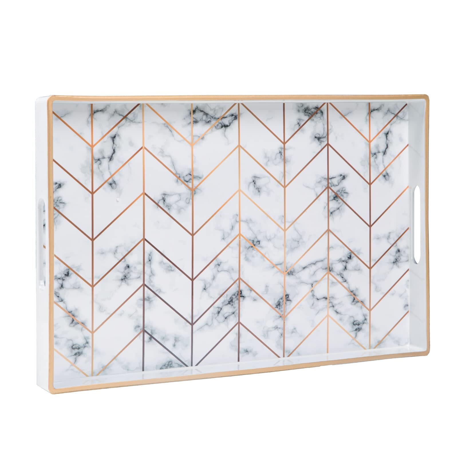 Rectangular Decorative Tray Modern White Serving Tray with Handles ...