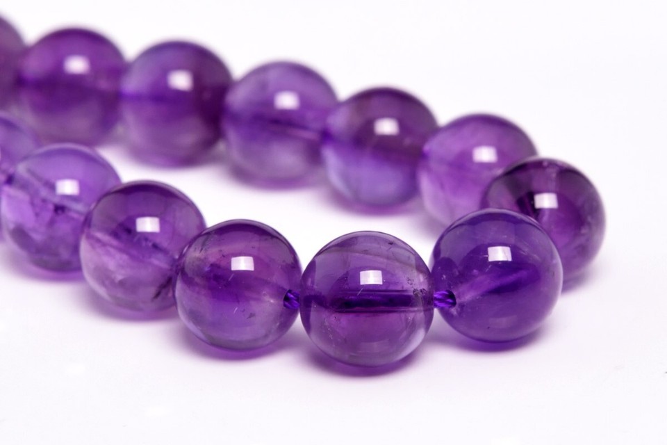 Natural Purple Amethyst Grade AAA Round Gemstone Loose Bead 4/6-7/8/9 ...