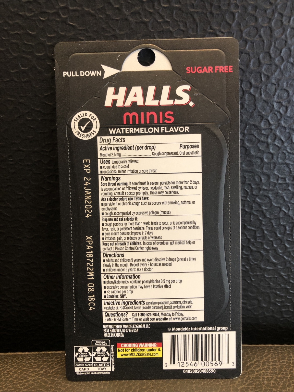 5 Packs Halls Minis Watermelon Flavor Cough Suppressant 24 Drop Ea Best ...