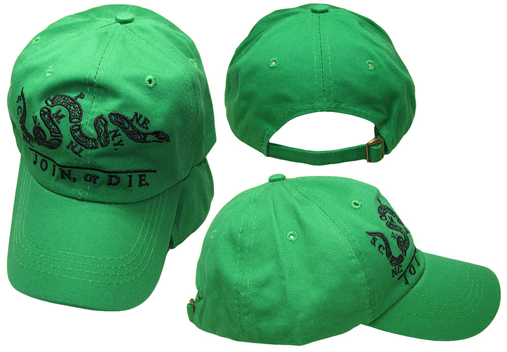 Join Or Die Green Washed Black Letters Embroidered Baseball Hat Cap ...