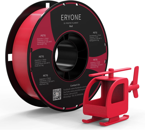 Red PETG Filament for 3D Printer - 1.75mm Diameter, Tolerance +/-0.03mm ...