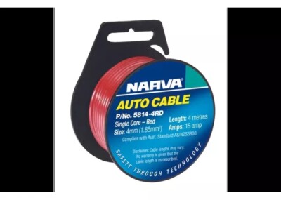 Narva Auto Cable 15A 4mm x 4m Red 5814-4RD | eBay Australia