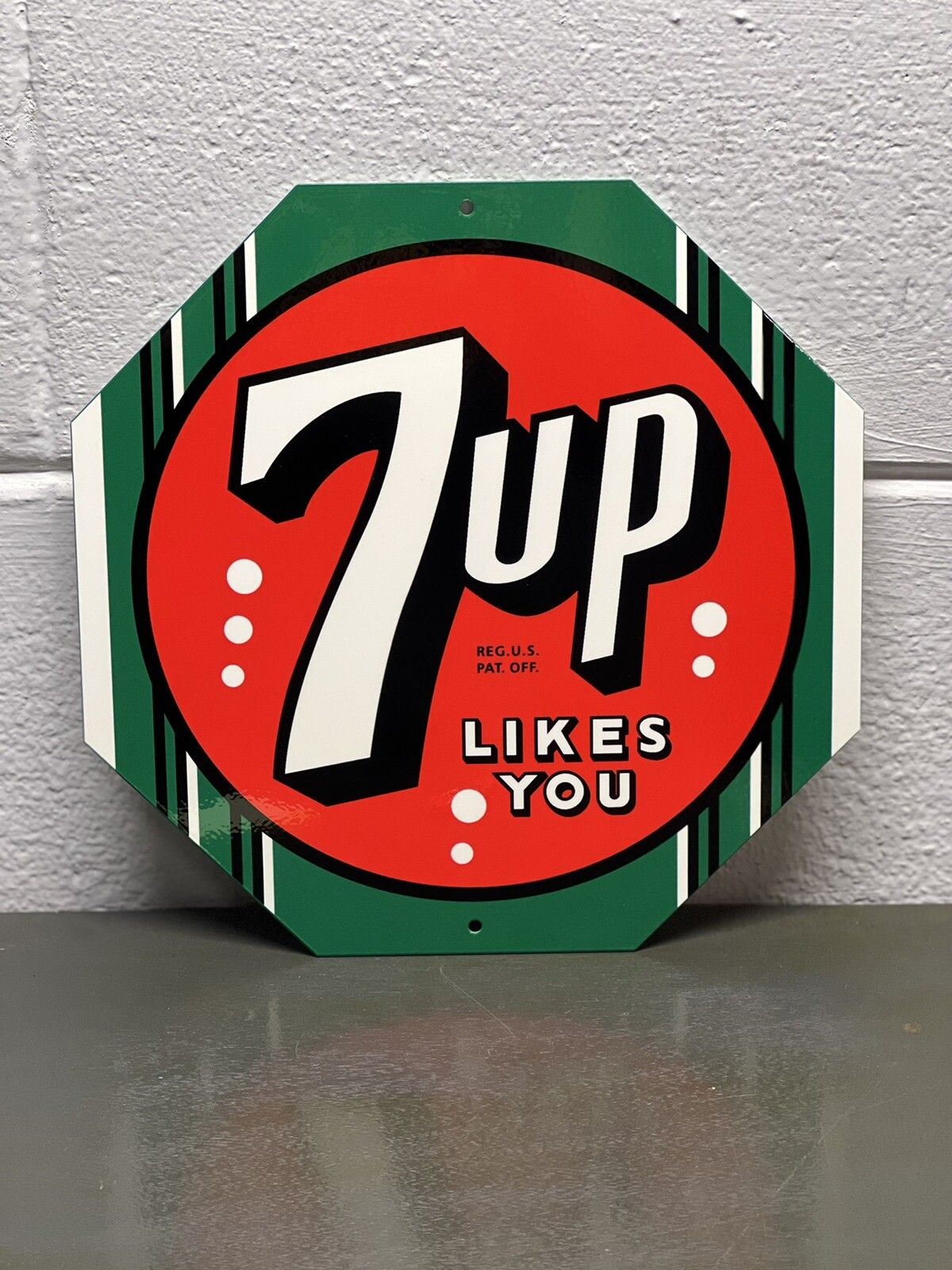 7-UP Porcelain Like Sign Soda Pop Diner Beverage Sales Service Gas Oil ...