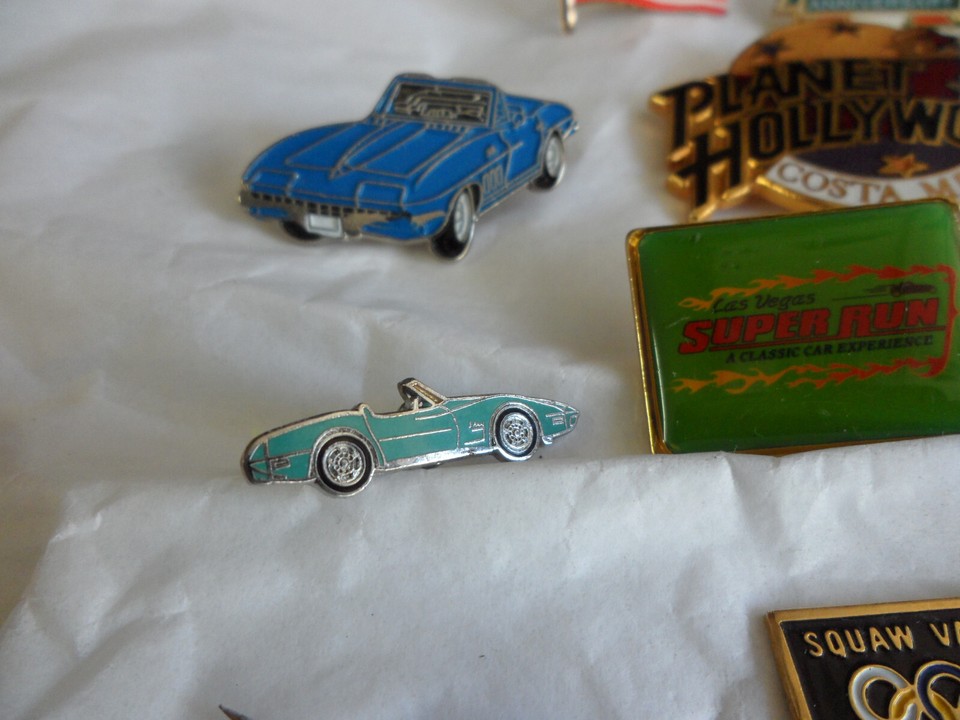 Lot of 12 Hat Pins Corvette Viper Cobra Police Super Run Winston Motor ...