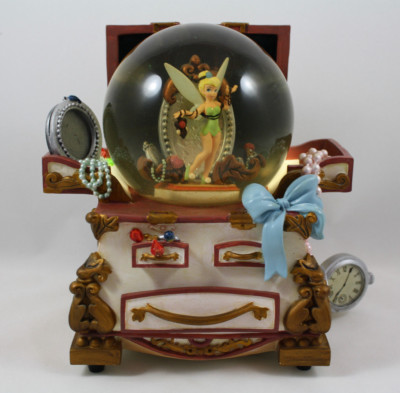 Disney Tinker Bell Hidden Treasure Chest Jewelry Box Musical Water Snow ...