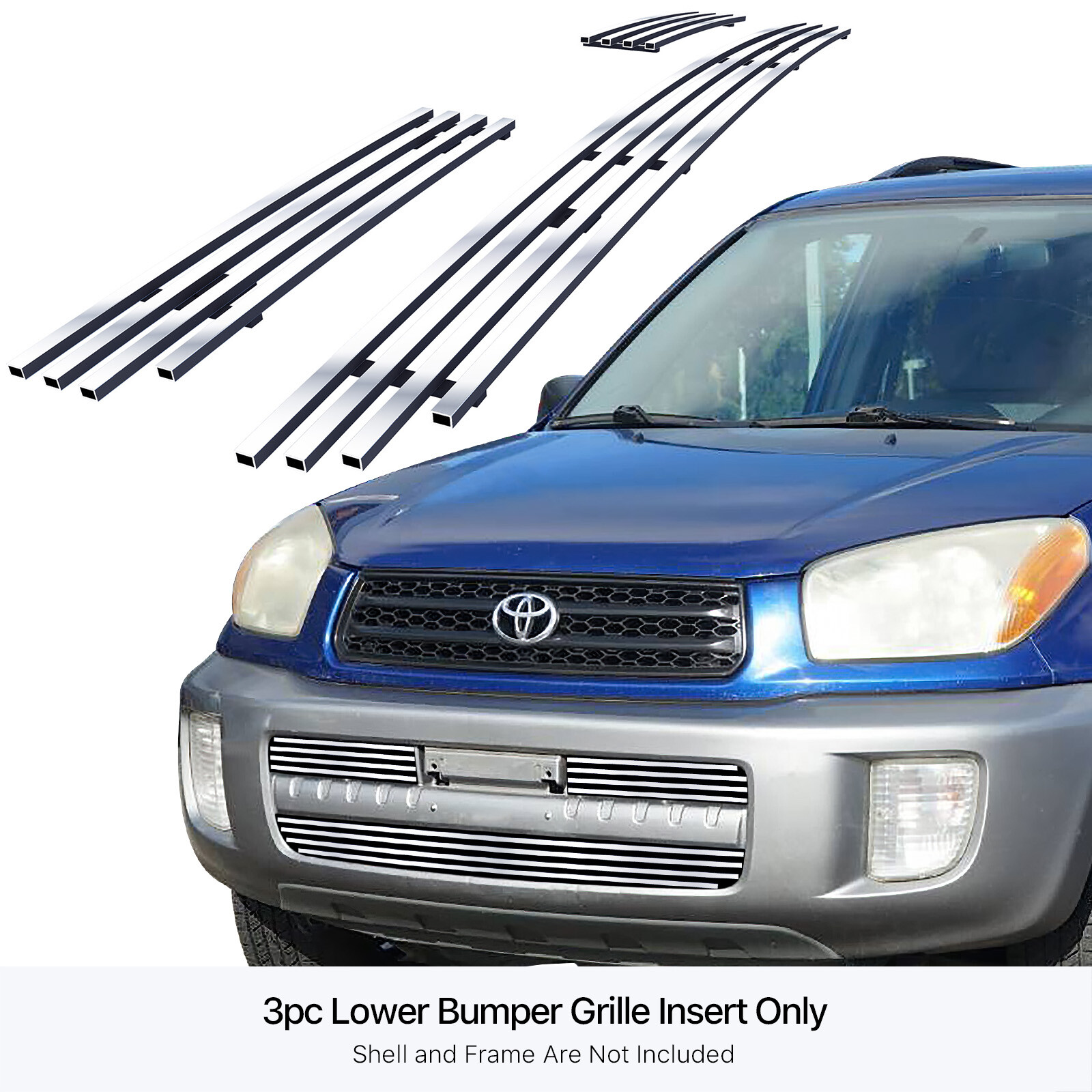 For 2001-2003 Toyota RAV4 Lower Bumper Stainless Chrome Billet Grille ...