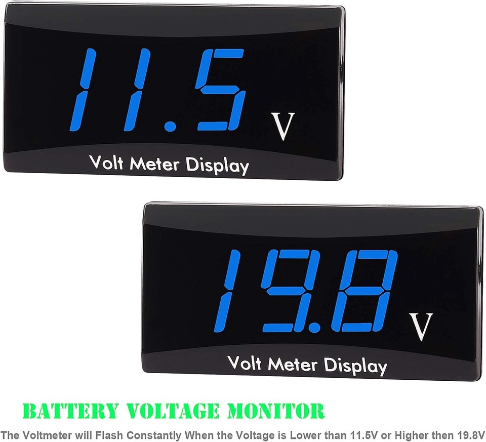 [Upgraded Version] Motorcycle Voltmeter DC 12V Digital Voltmeter Gauge ...