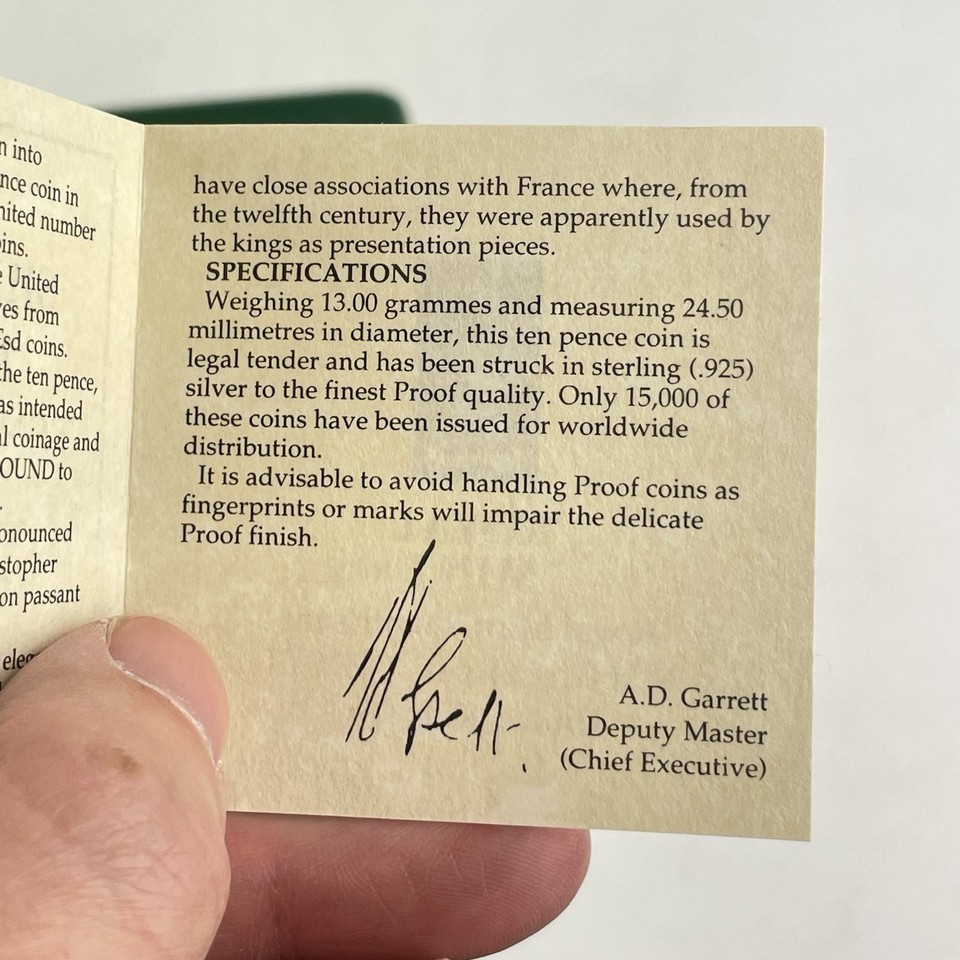 1992 Proof Piedfort Sterling Silver Ten Pence 10p Coin Cased With COA ...