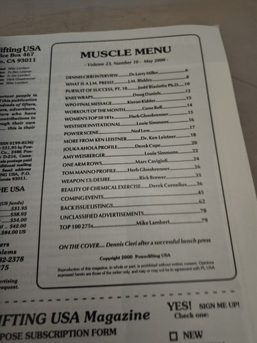 Powerlifting USA Magazine May 1999 Vol 23 Issue 10 Dennis Cieri | eBay
