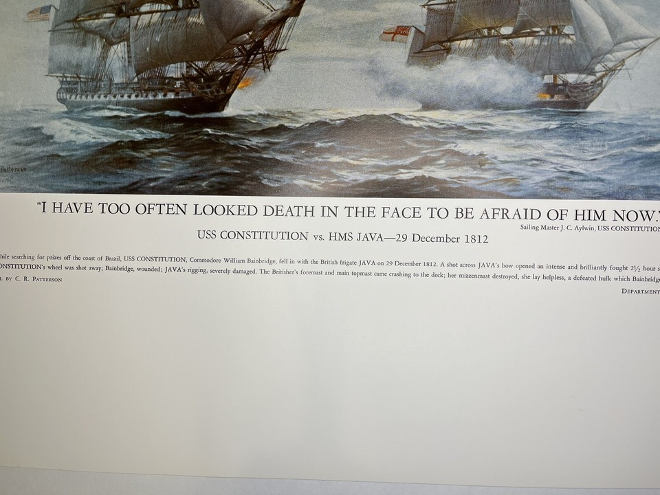 USS Constitution vs. HMS JAVA 29 December 1812 Vintage Lithograph | eBay
