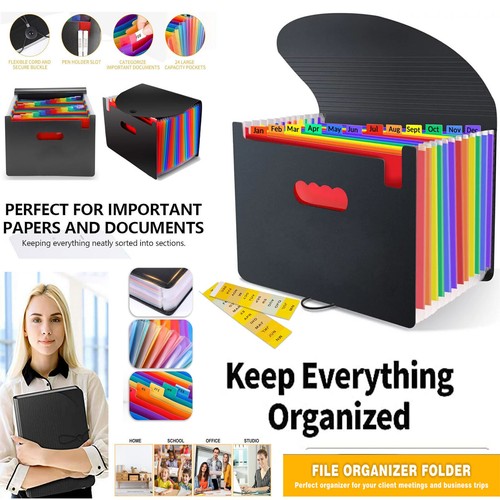 A4 A-Z Month Expanding File Folder Concertina Accordion Wallet Pockets ...