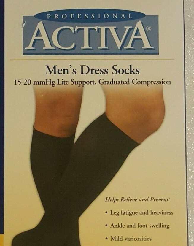 ACTIVA MENS 15-20 mmHg MICROFIBER DRESS SOCKS Lite Support Graduated ...