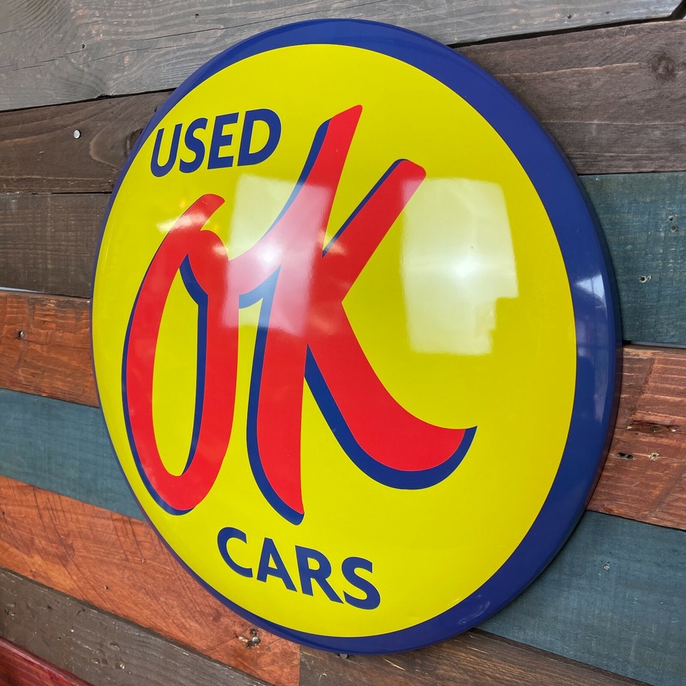 Chevrolet OK Used Cars Dome Sign 15" Round Metal Sign, Vintage Chevy ...