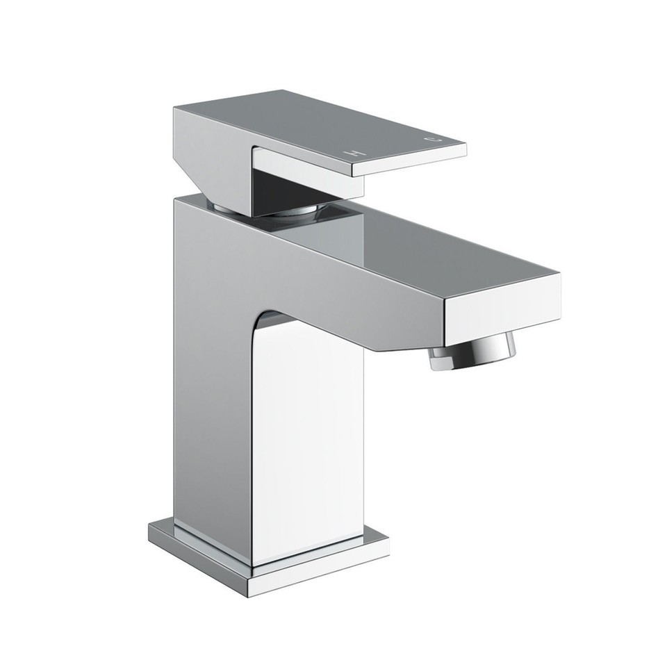 Cloakroom Chrome Luxury Bathroom Modern Basin Sink Mono Square Mixer ...