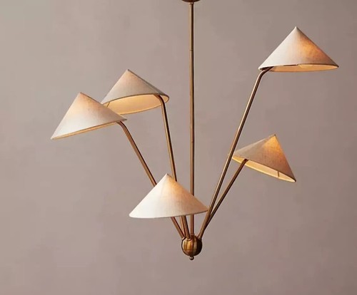 Modern Home Interior Light 5 Arms White Shades Elegant Decorative Light ...