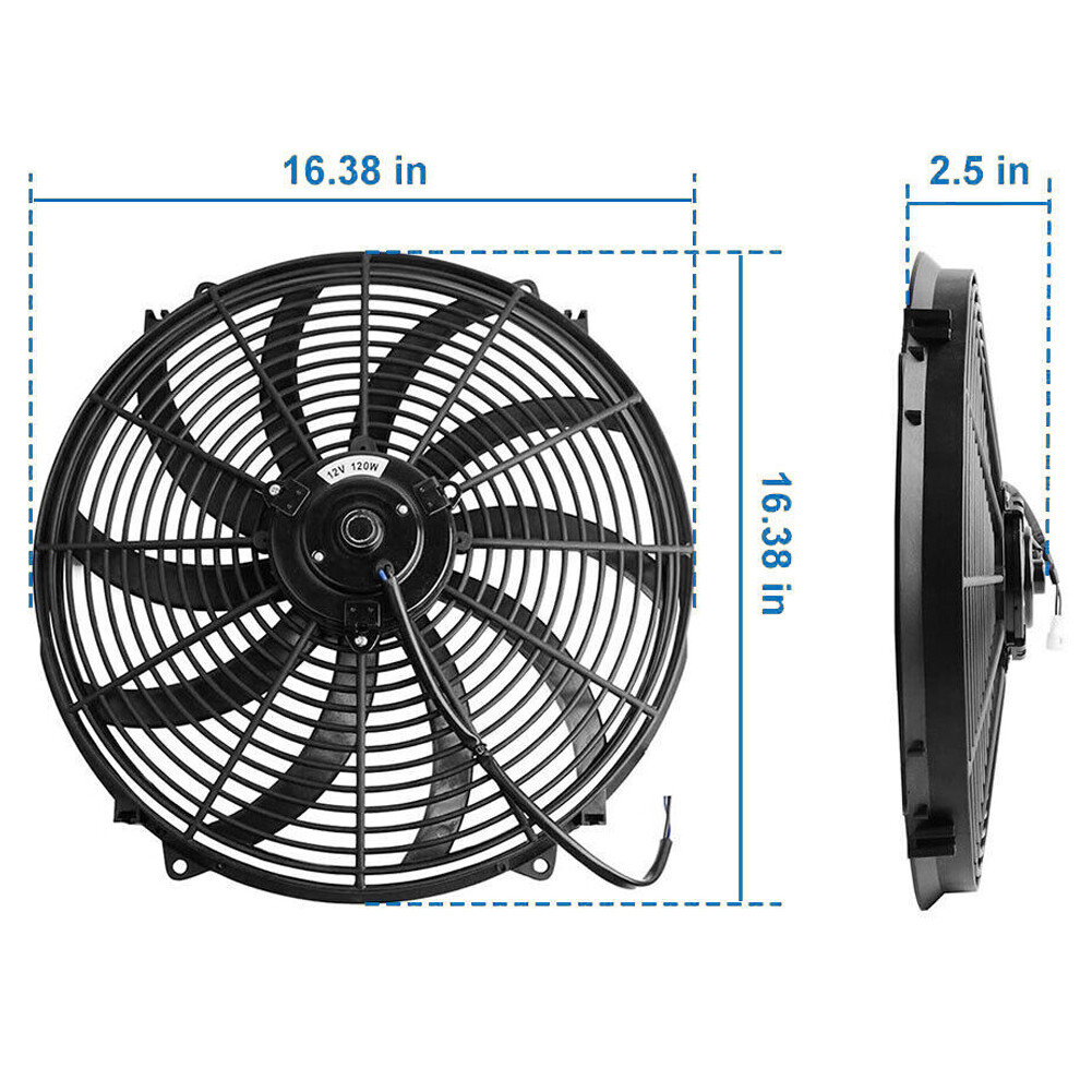 16 inch 12V Pull Push 120W 3500+ CFM Radiator Electirc Thermo Fan ...
