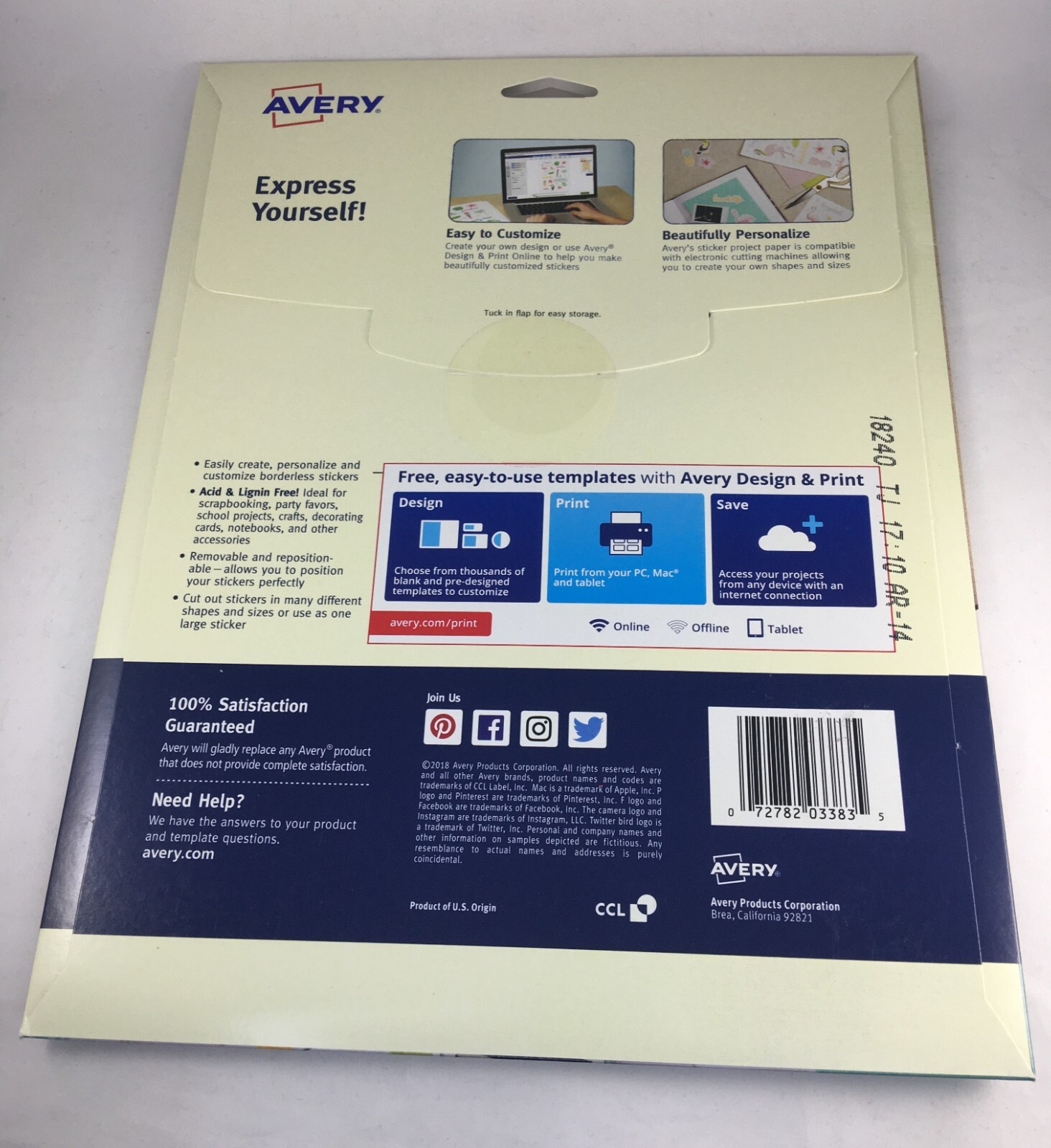 Avery 3383 Ink Jet Sticker Project Paper 15 Sheets for sale online | eBay