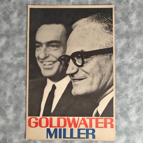 Vintage Goldwater Miller 1964 Campaign Poster 14x22 Political ...