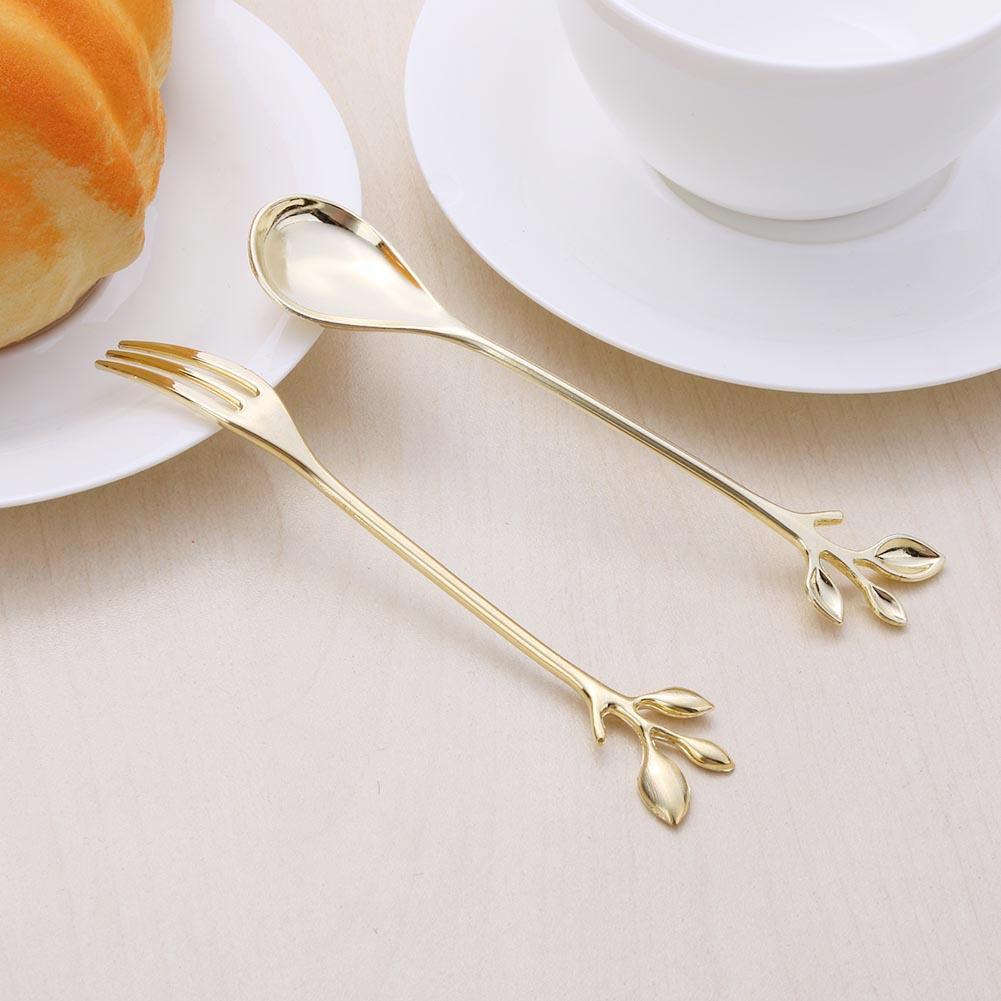 2pcs/Set Coffee Dessert Spoon Vintage Royal Style Branch Shape Cutlery ...