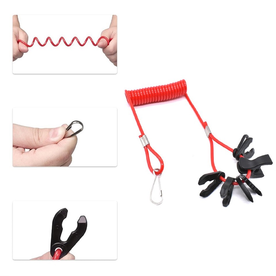 NEW Kill Stop Switch Safety Lanyard for Outboard Engine Motor-7 Keys ...