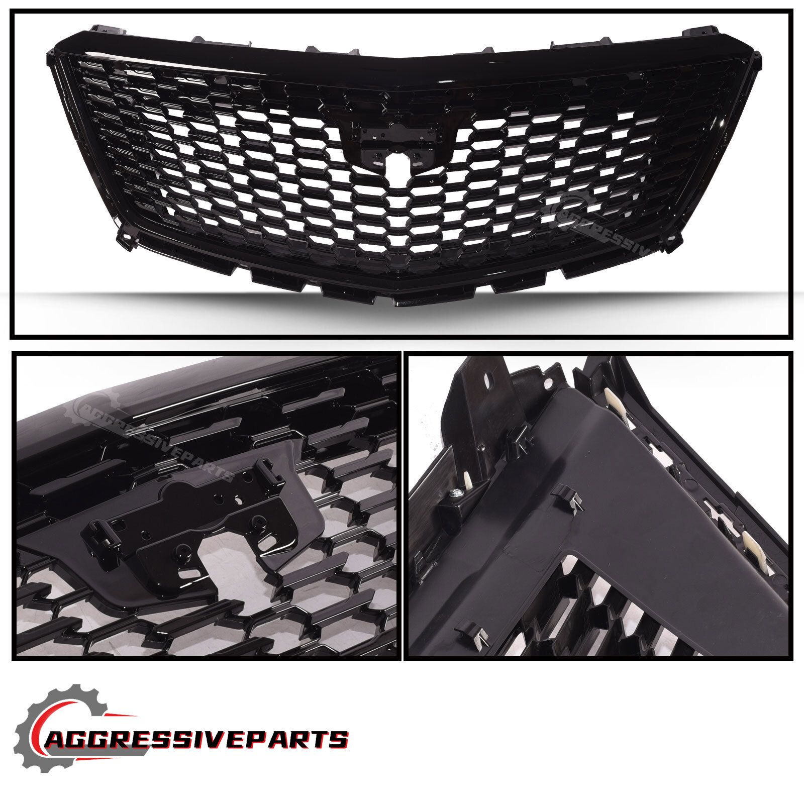 Front Upper Grille Diamond Style Gloss Black For Cadillac XT5 2017-2021 ...