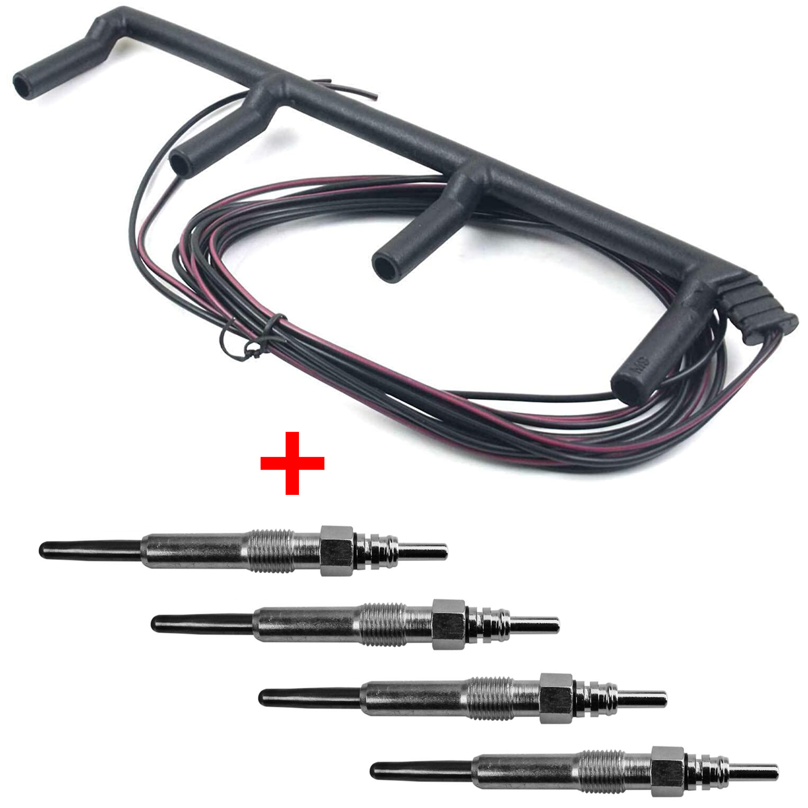 4 Bougies de Préchauffage + Connecteur prévu pour AUDI SEAT SKODA VW 1. ...