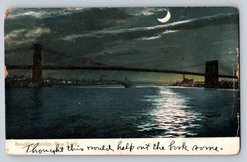 BROOKLYN BRIDGE MOON NIGHT c1906 NYC Postcard undivided back | eBay