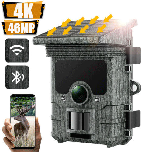 4K WiFi Bluetooth Trail Hunting Camera 85MP Solar Wildlife Game Cam ...