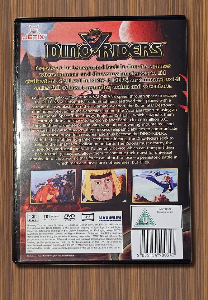 DINO RIDERS DVD The Complete Series Region 2 Dinosaur 80s 2 Discs ...