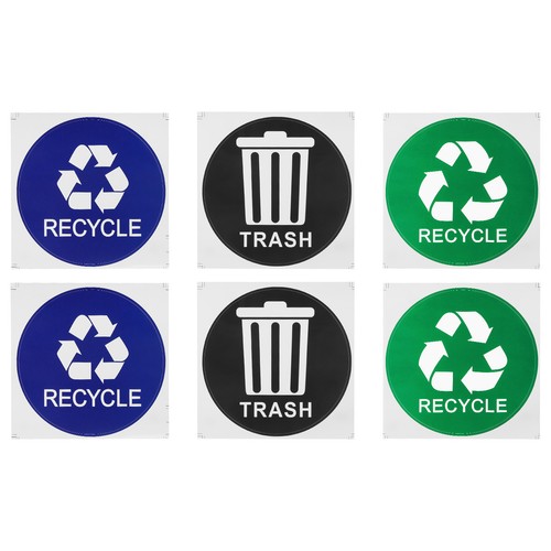 6 Pcs Trash Recycle Sign Decals Recycling Trash Can Label for Waste ...