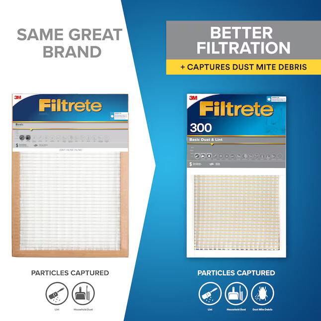 3M Filtrete MPR 300 Merv 5 Basic Air Filter Reduce Lint Dust Mite ...