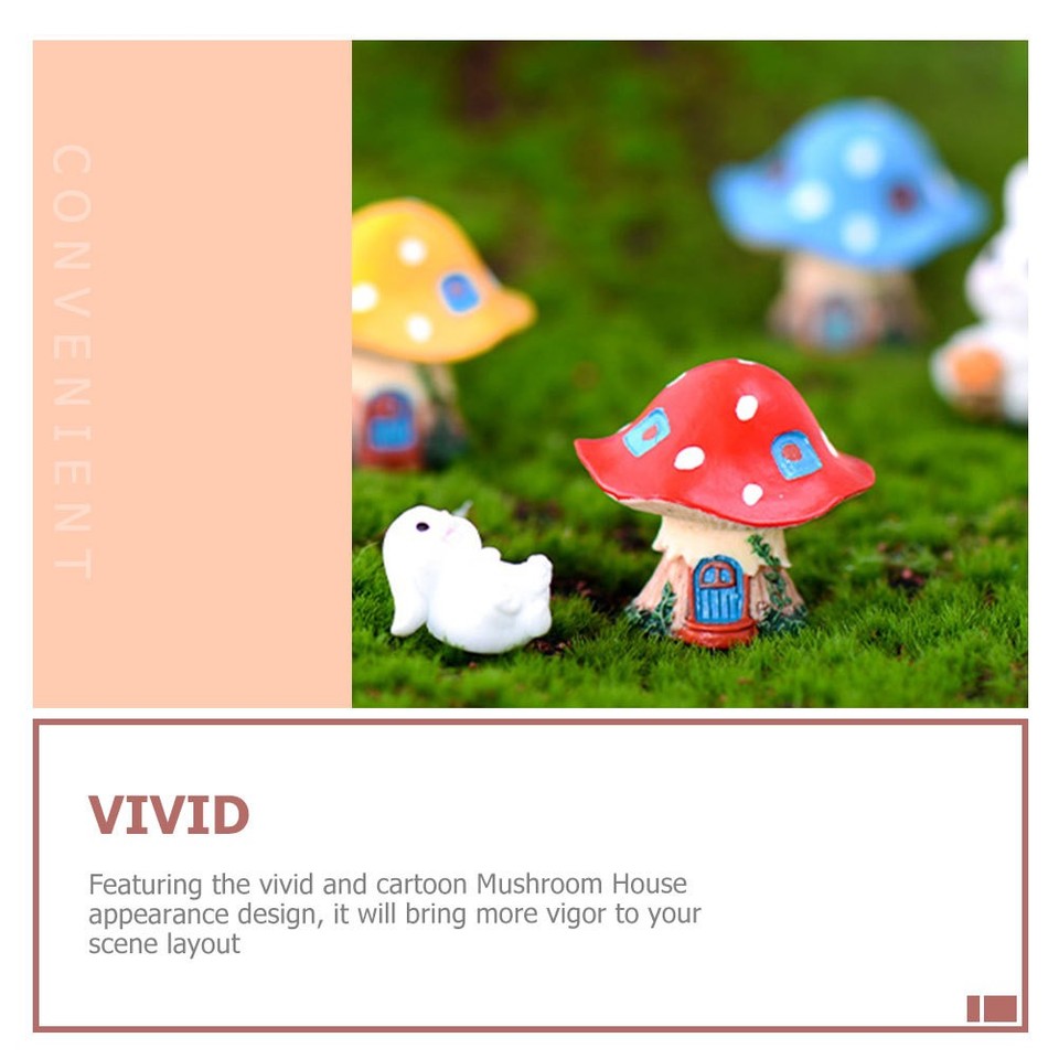 4 Pcs Tiny Mushroom House Decor Funny Miniature Craft Cartoon Shaped ...