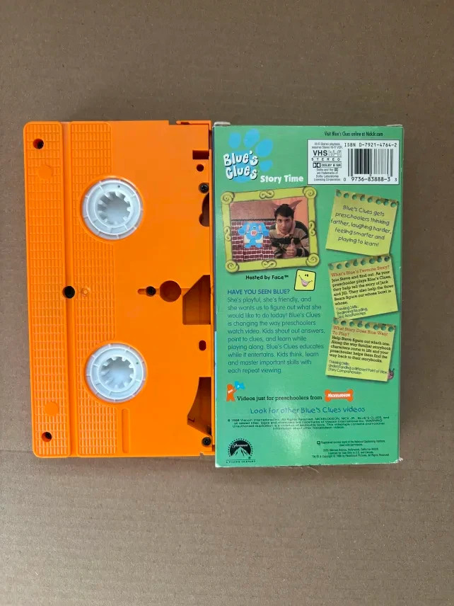 Blues Clues Story Time VHS 1998 Play Along With Blue Nick Jr Orange ...