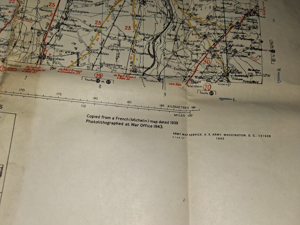 WWII U.S. ARMY ROAD MAP 1943 Chaumont Strasbourg FRANCE 46x28" WW2 | eBay