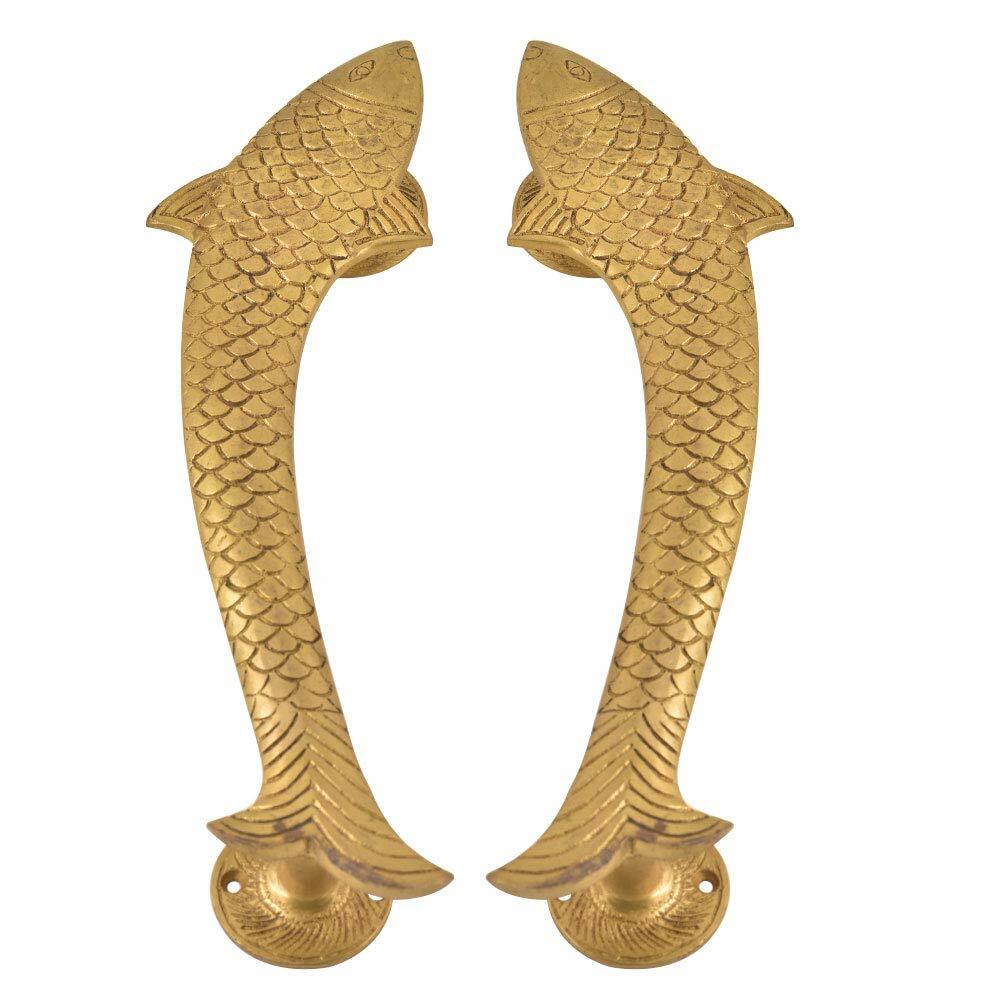 New Rare Handmade Brass Fish Door Handles Pulls 2 Piece | eBay