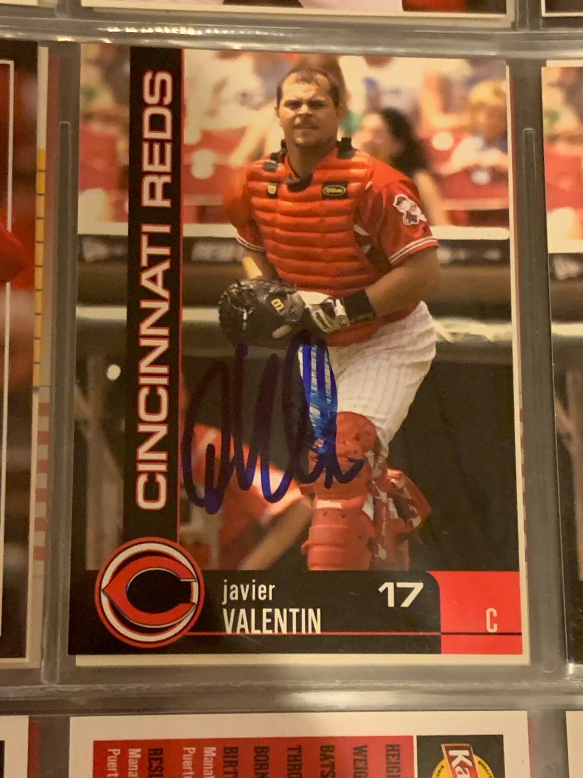 JOSE JAVIER VALENTIN AUTOGRAPHED SIGNED CINCINNATI REDS TEAM SET CARD ...