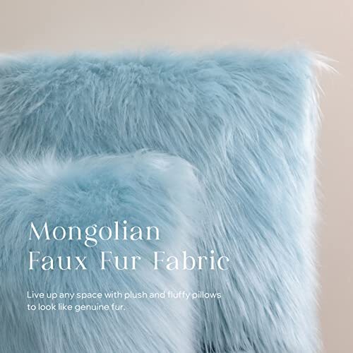 Faux Fur Solid Decorative Pillow Cover Fluffy Throw 18 x 18-Inch Light ...