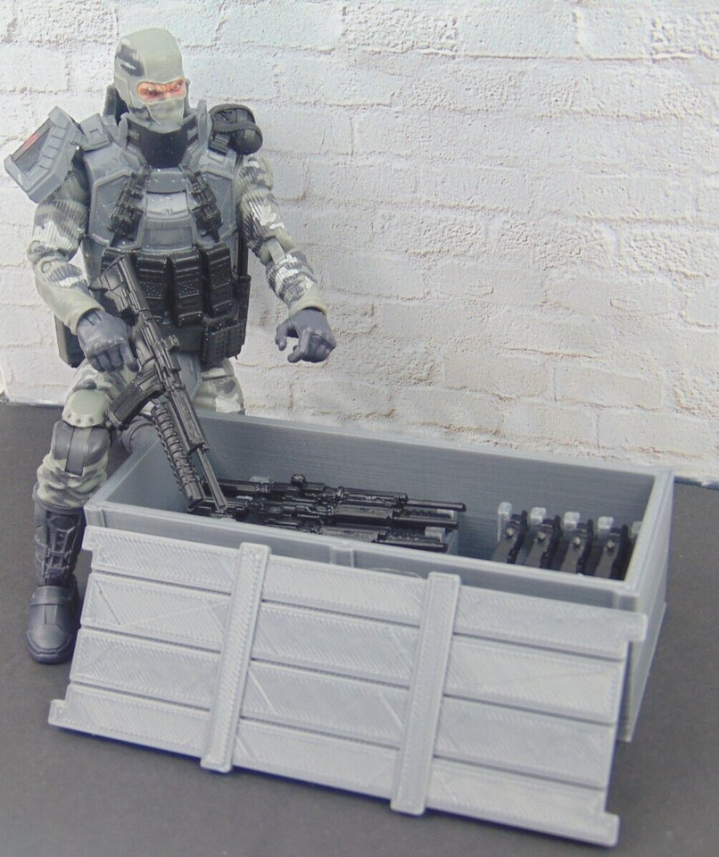 Custom 1:12 Scale 9x Weapons Crate w/ Guns Diorama Display GI JOE ...