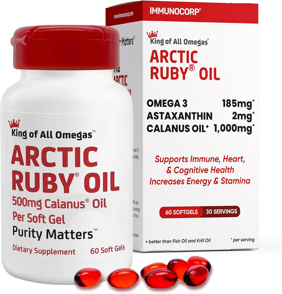 Immunocorp Arctic Ruby Oil 500mg Calanus Omega 3 60 Softgels Heart Immune Health | eBay