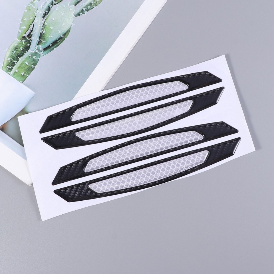 4pcs Car Door Anti Rub Protector Strip Reflective Carbon Fiber Door ...
