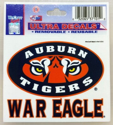 AUBURN UNIVERSITY TIGERS WAR EAGLE Clear Vinyl Decal Car Window Sticker ...