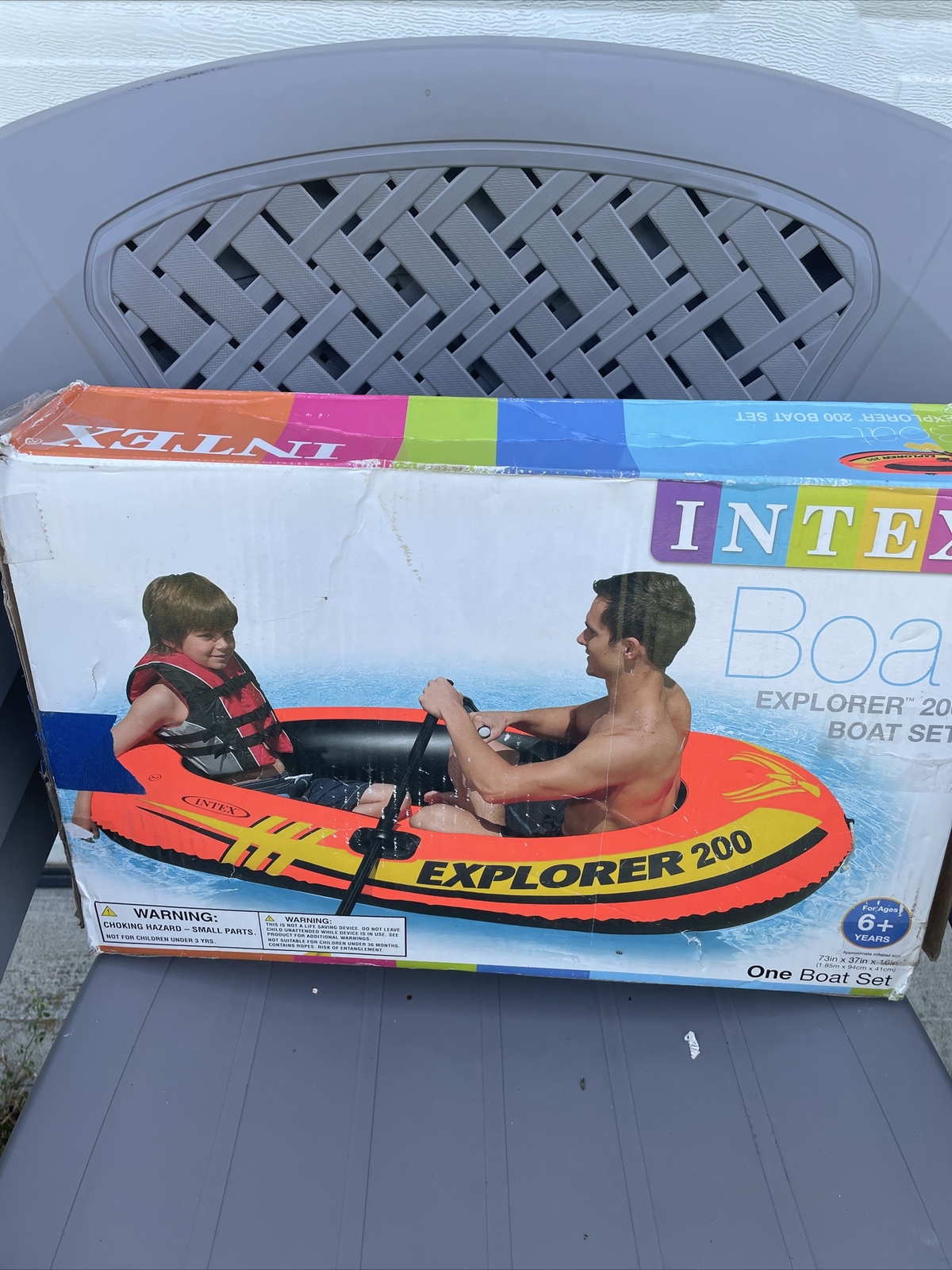 Intex Explorer 200 Inflatable 2 Person River Boat Raft Set with 2 Oars ...