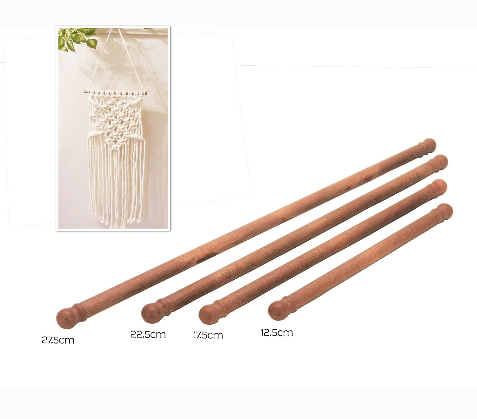 Set X 4 Macrame Craft Scroll Dowels Rods Sticks Wall Hangings ...