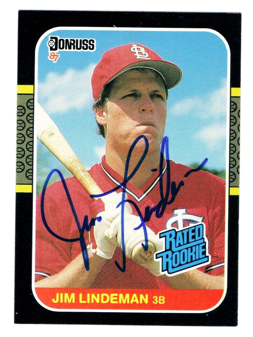 Jim Lindeman AUTO Signed Autographed Baseball 1987 Donruss Cardinals ...