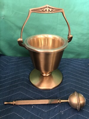 Antique Catholic Holy Water Bucket and Sprinkler Set, Brass | eBay