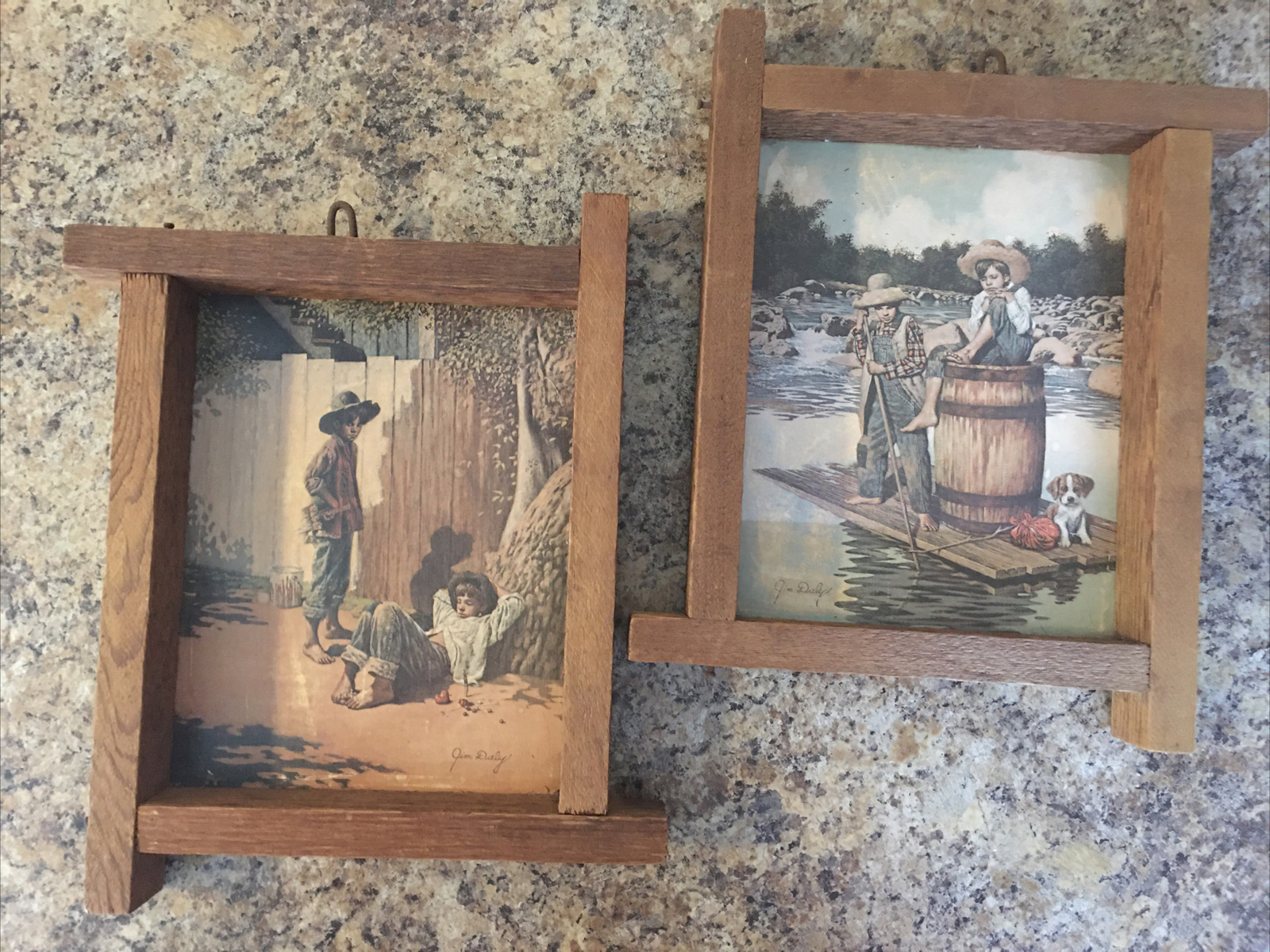 Lot of Two Jim Daly Art Prints in Rustic Decor Wood Frames | eBay